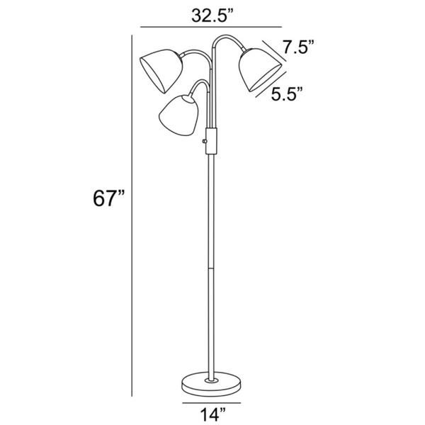 Stark Black & Brass Modern Adjustable Floor Lamp by Lite Source ...