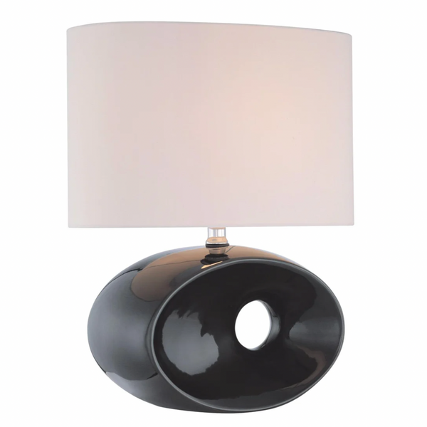 Hennessy Retro Oval Modern Geometric Table Lamp with Linen Shade ...