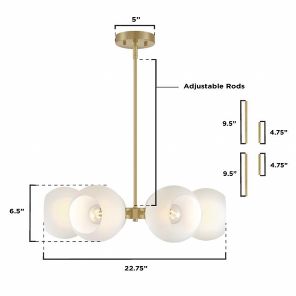 Dorney 3-Light Modern Brass Sputnik Globe Chandelier - Practical Props