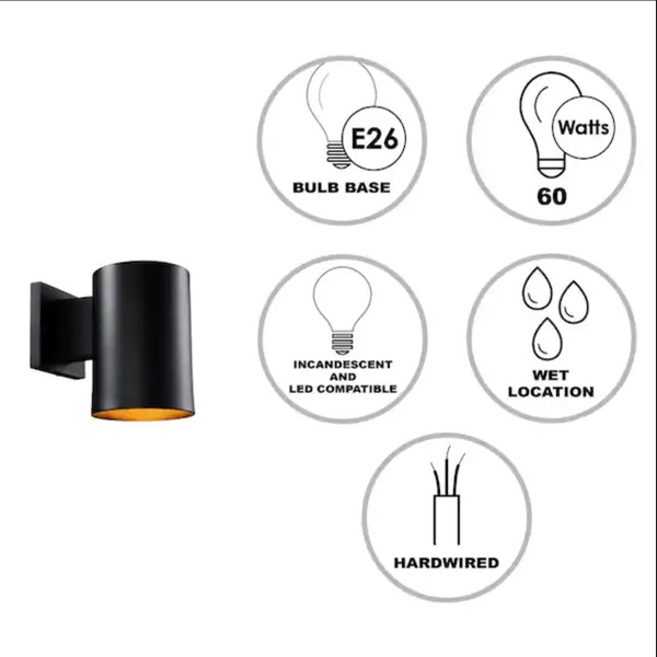 Exterior Round Downlight Cylinder Wall Sconce - Retro Lighting by ...